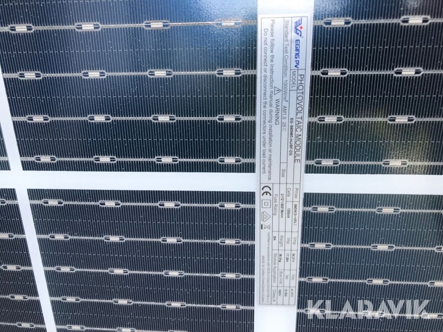Solcellepaneler EGING PV EG-590M60-HU/BF-DG, Lejre, Klaravik