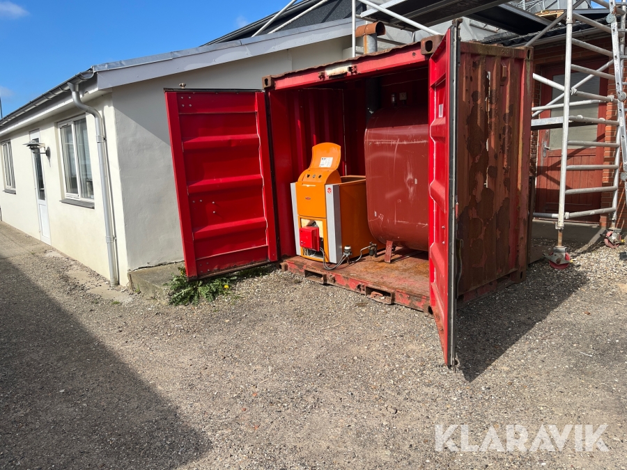 Container med 45kw nødfyr Wolf Olie/gas kedel, Skive, Klarav