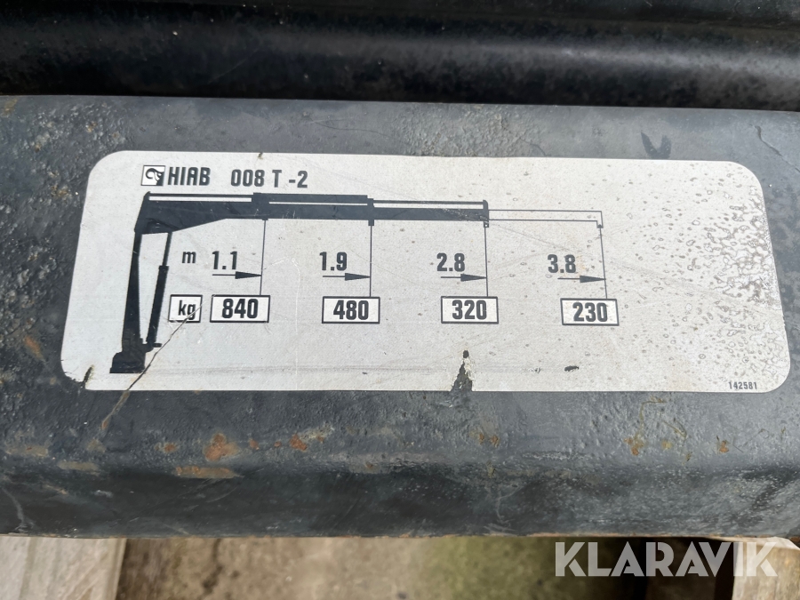 Lad kran Hiab 008T, Nyborg, Klaravik auktioner